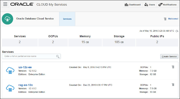 Oracle Database Cloud Service (DBaaS)クイック・スタート